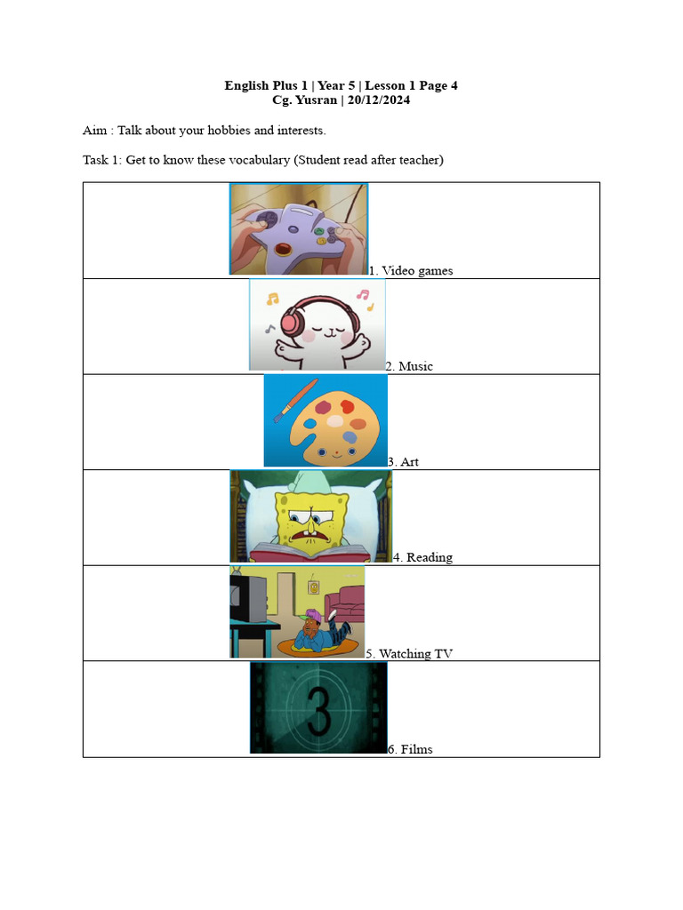 English Plus 1 Lesson 1 Page 4 Cg. Yusran | PDF