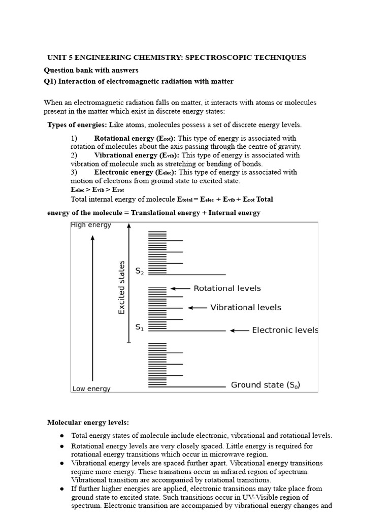 Question Bank With Answers (Spectroscopy) | PDF | Ultraviolet–Visible ...