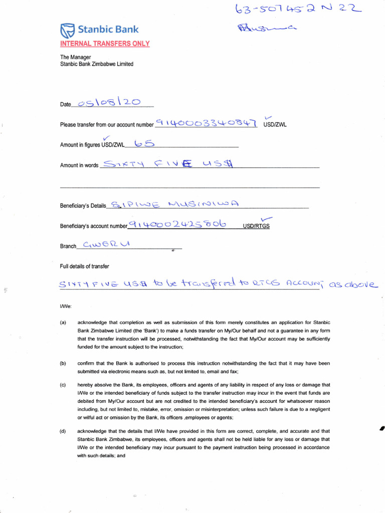 Sipiwe Musiniwa FCA Form | PDF