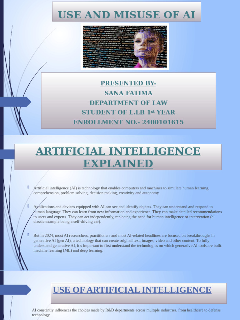 Use and Misuse of Ai | PDF | Artificial Intelligence | Intelligence (AI) & Semantics