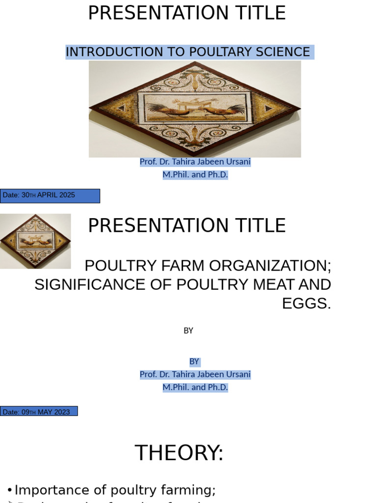 Poultry Science Overview by Dr. Jabeen | PDF | Broiler | Poultry Farming