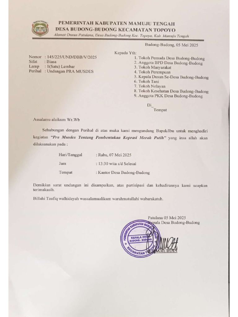 Undangan Pra Musdes-1 | PDF