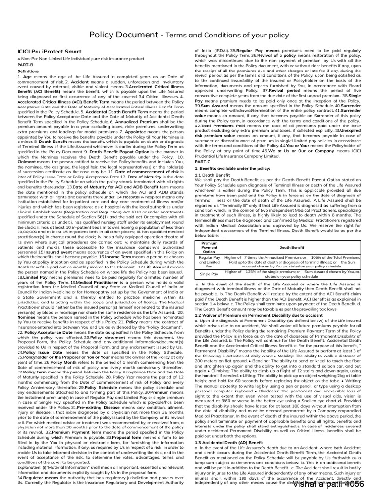 TermsAndConditonDocument Watermark Watermark | PDF | Insurance | Cancer