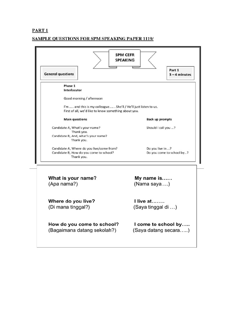 speaking form 5 | PDF