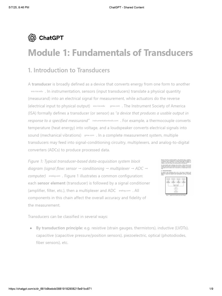 ChatGPT - Transducer Content | PDF | Sensor | Signal Processing