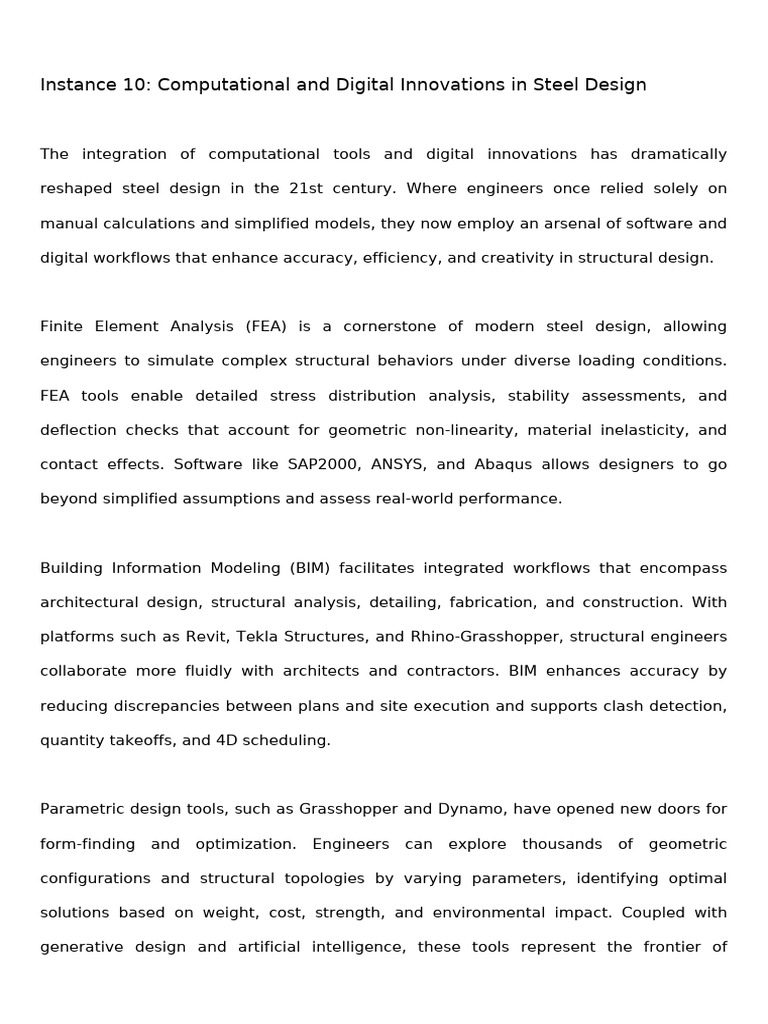 Innovations in Steel Design Technology | PDF | Building Information ...