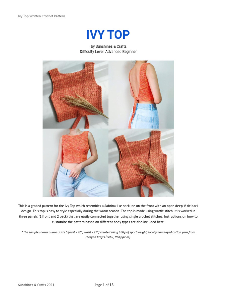 Ivy Crochet Top Pattern Guide | PDF | Crochet