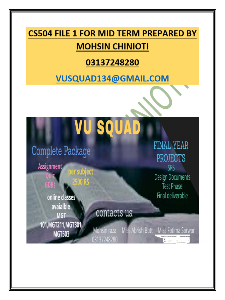 CS504 MIDTERM BY MOHSIN CHINIOTI | PDF