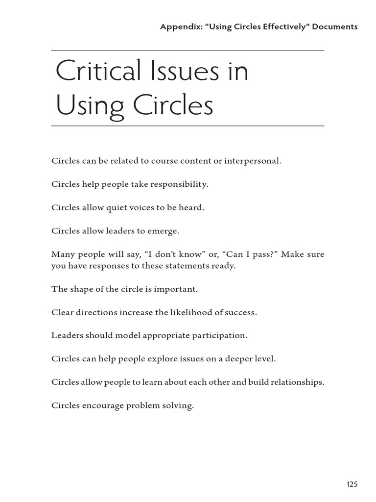Critial Issues in Using Circles | PDF | Social Psychology