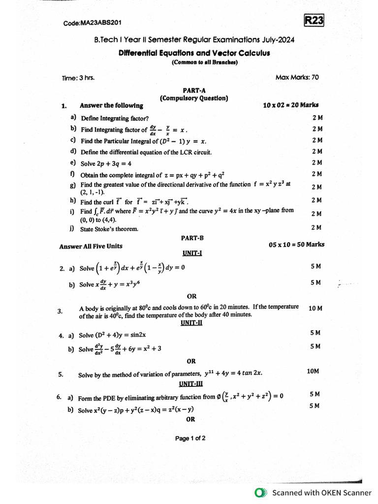 Maths Sem2 Question Paper | PDF