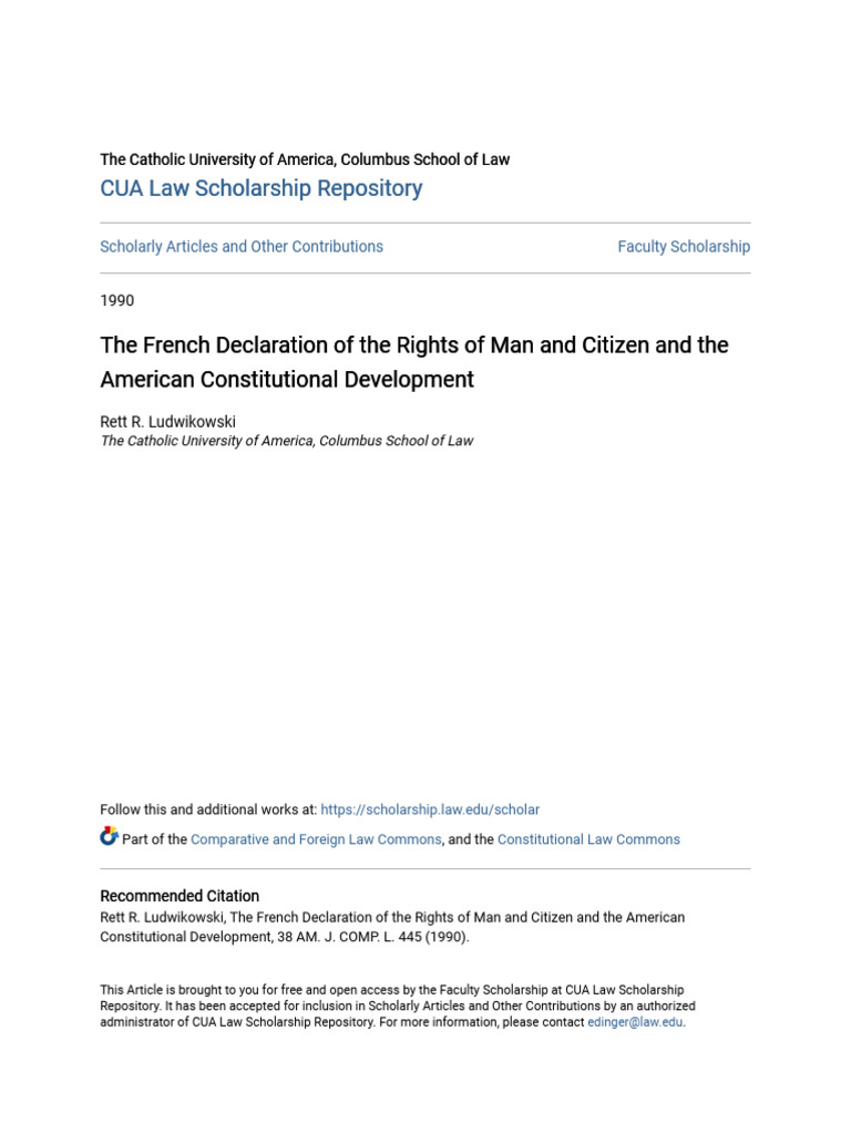 The French Declaration of The Rights of Man and Citizen and The A | PDF ...