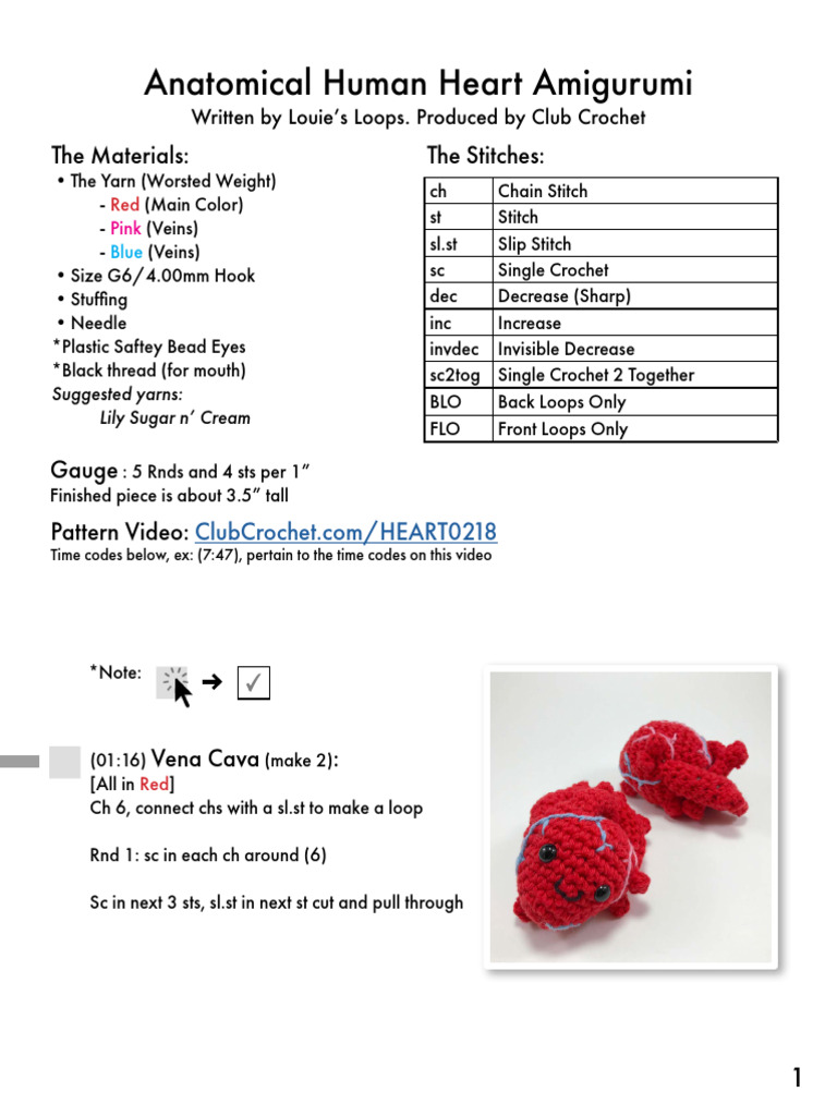 Anatomical Heart Pattern | PDF | Crochet | Textiles
