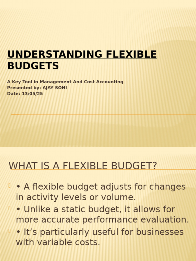 Ajay Saraf Flexible Budget 2 | PDF