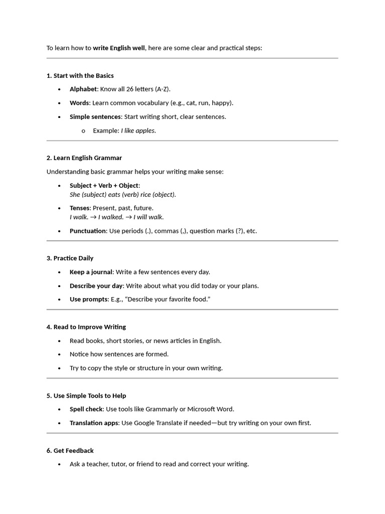 To Learn How To Write English Well | PDF