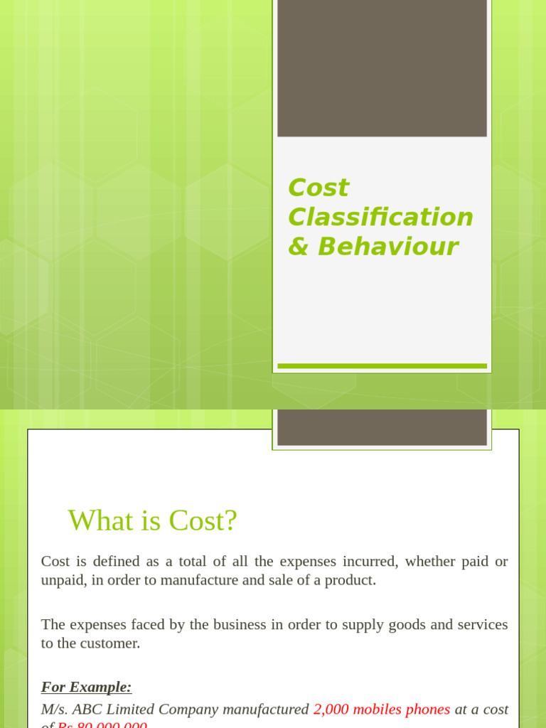 Cost Classification & Behaviour | PDF | Cost | Expense