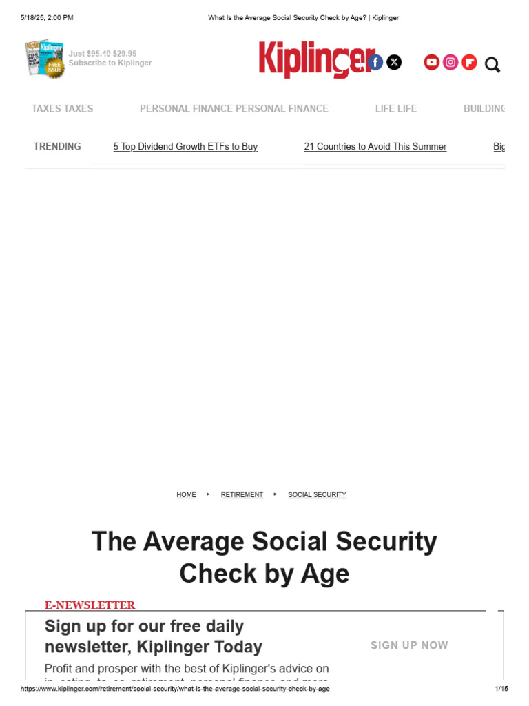 What Is The Average Social Security Check by Age - Kiplinger | PDF