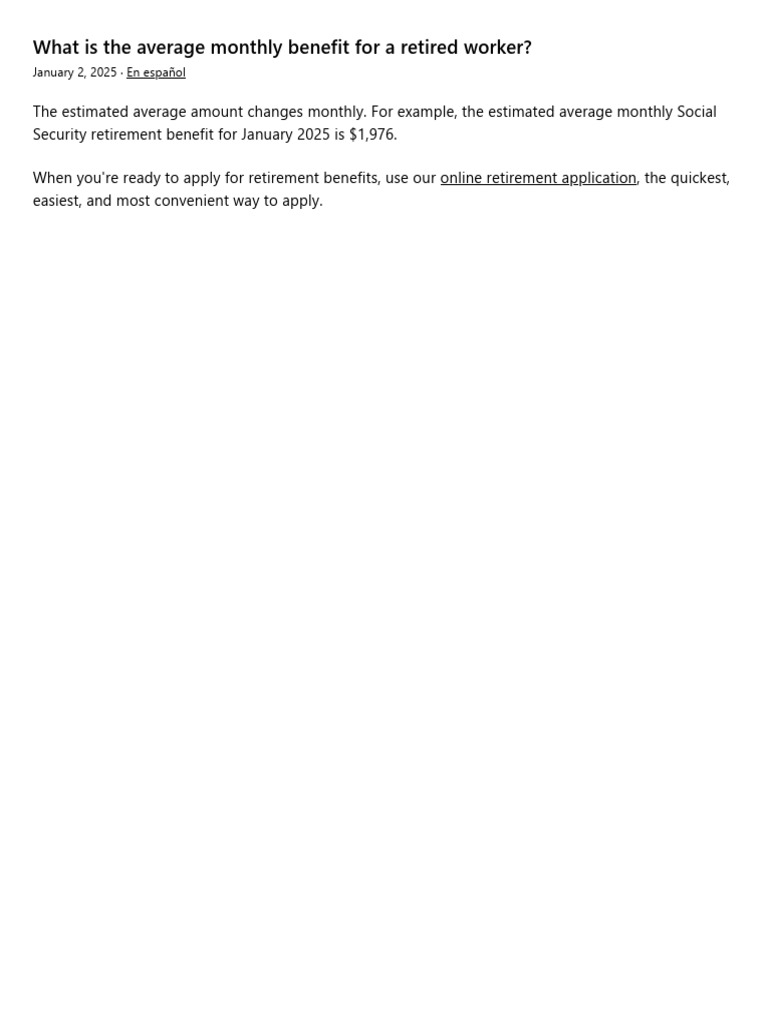 What Is The Average Monthly Benefit For A Retired Worker - Frequently ...