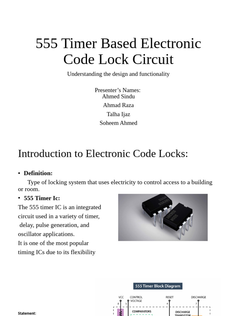 555 Timer Electronic Code Lock Design | PDF