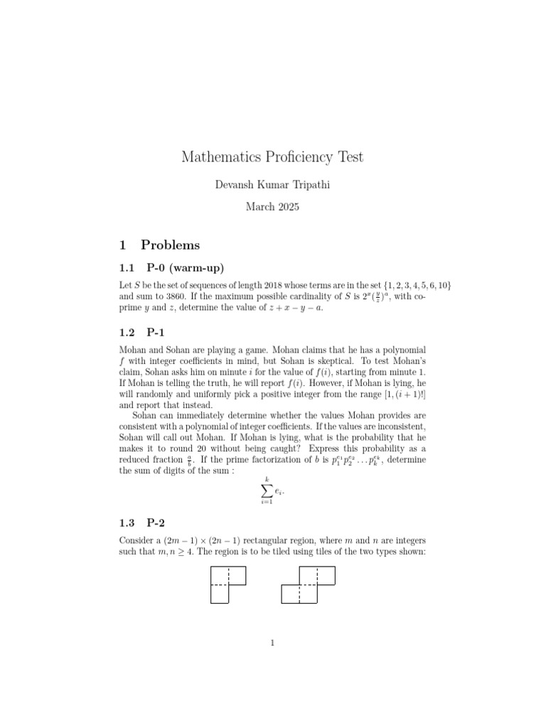 Mathematics Proficiency Test | PDF | Factorization | Mathematical Concepts