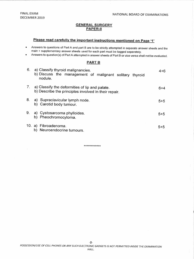 General Surgery Paper II Part B | PDF