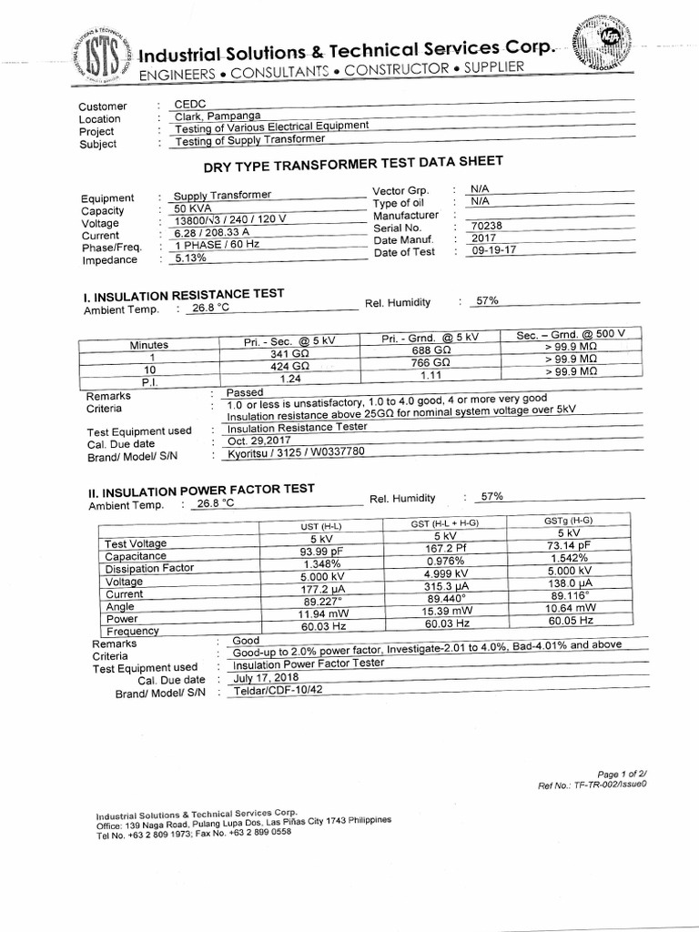Test Sheet | PDF | Insulator (Electricity) | Inductor