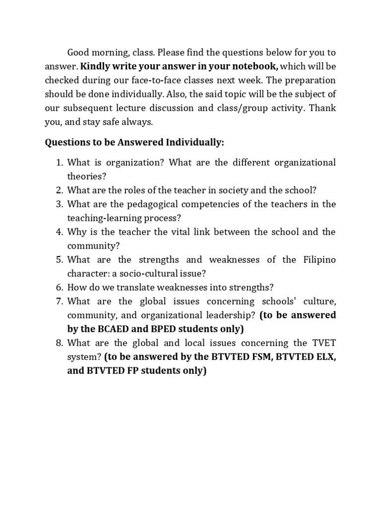 Assignment in Prof Educ 4 & 5 (Due Next Week) | PDF