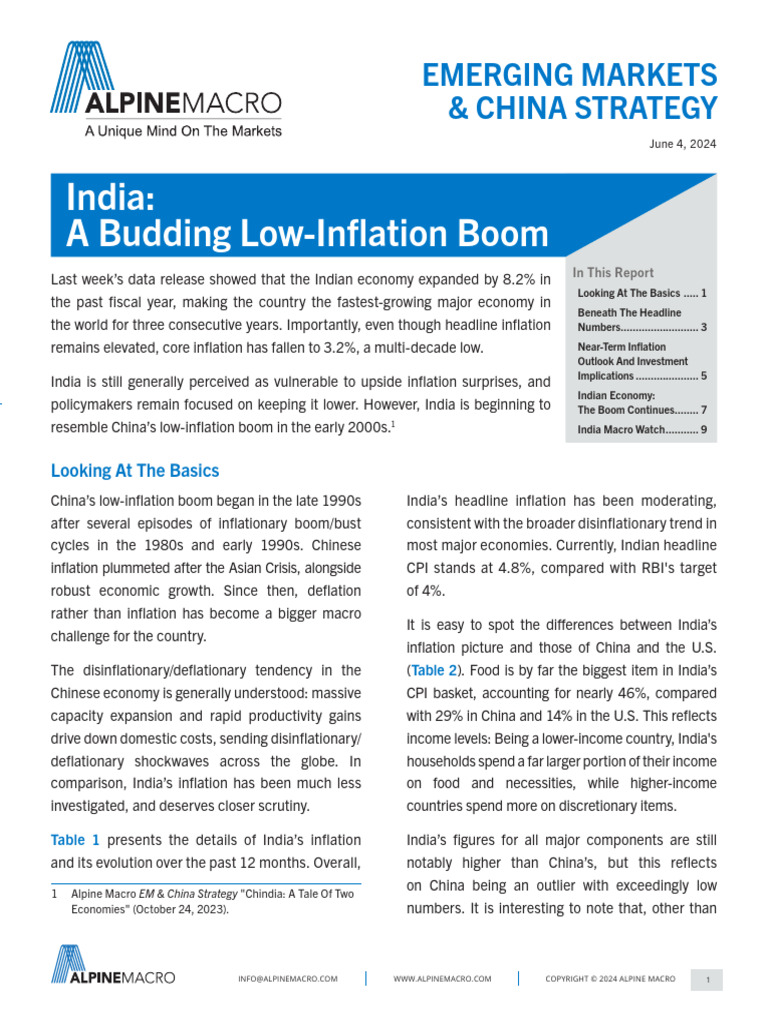 India A Budding Low Inflation Boom | PDF | Inflation | Macroeconomics