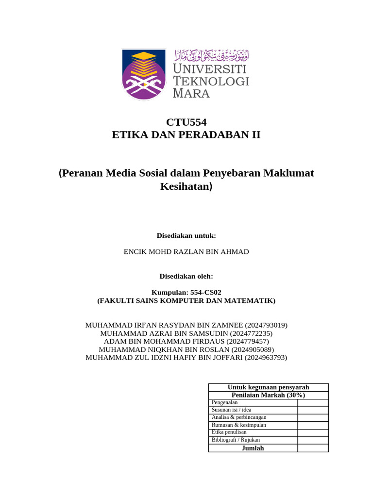 Cover Tugasan CTU554 | PDF