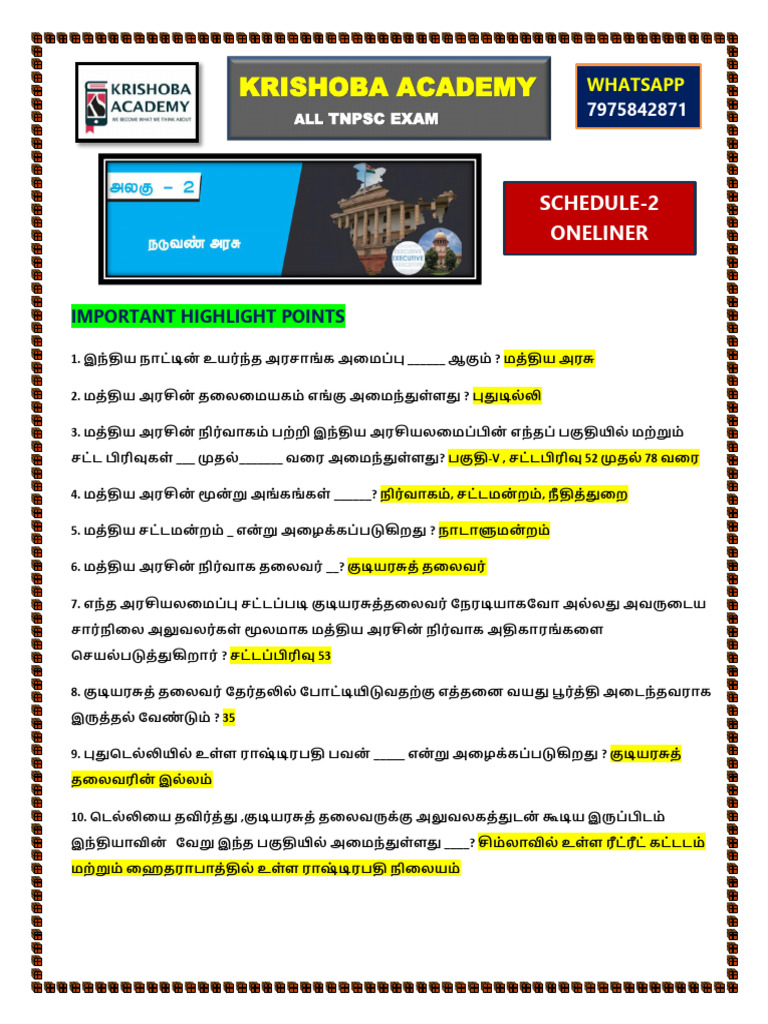 Sch-2 GK Oneliner | PDF