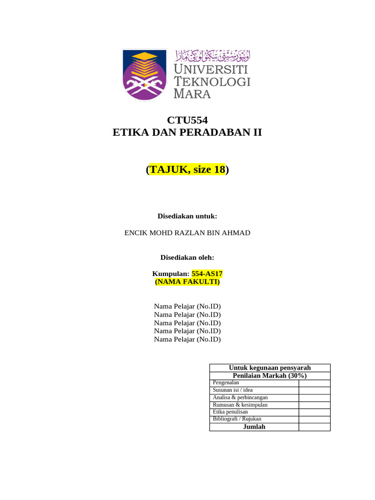 Cover Tugasan CTU554 | PDF