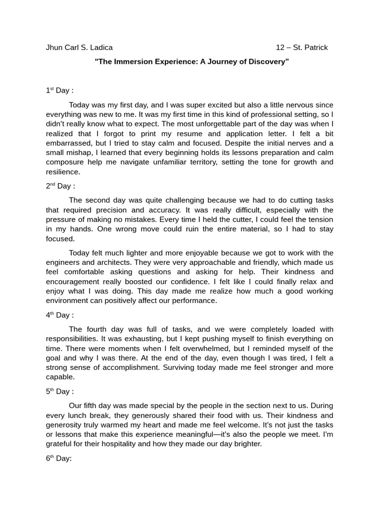 Journal Immersion Jhun.x | PDF