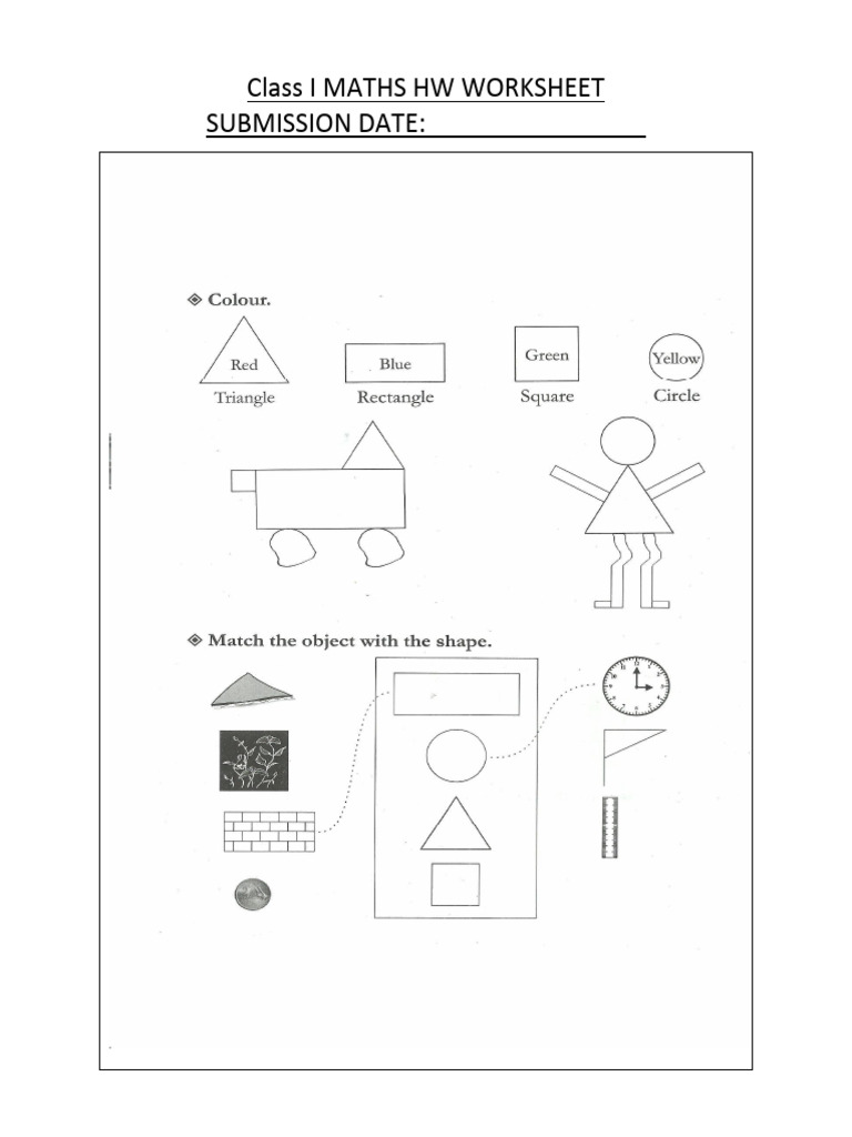 CBSE Class 1 Maths Practice Worksheets (81) - Shapes | PDF