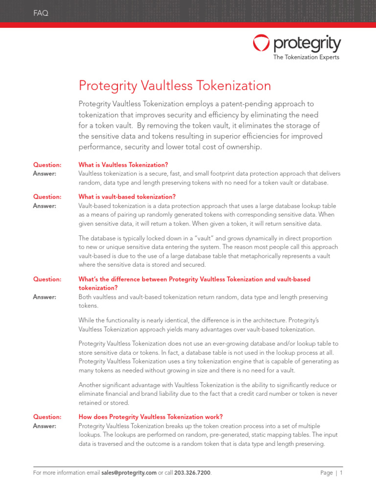 Vaultless Tokenization FAQs APRIL 12 | PDF | Encryption | Databases