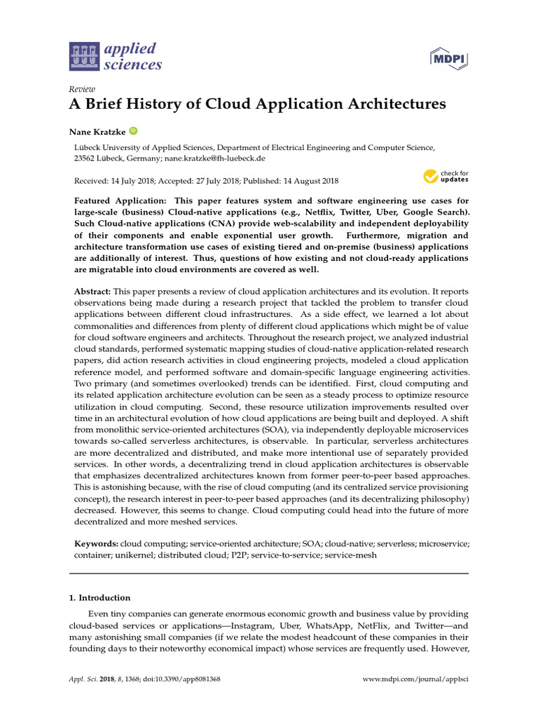A Brief History of Cloud Application Architectures | PDF | Cloud ...