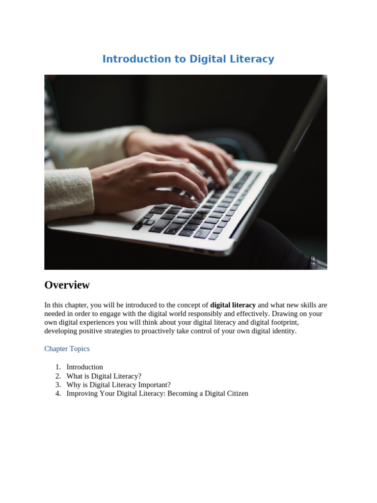 Introduction To Digital Literacy | PDF | Literacy | Information
