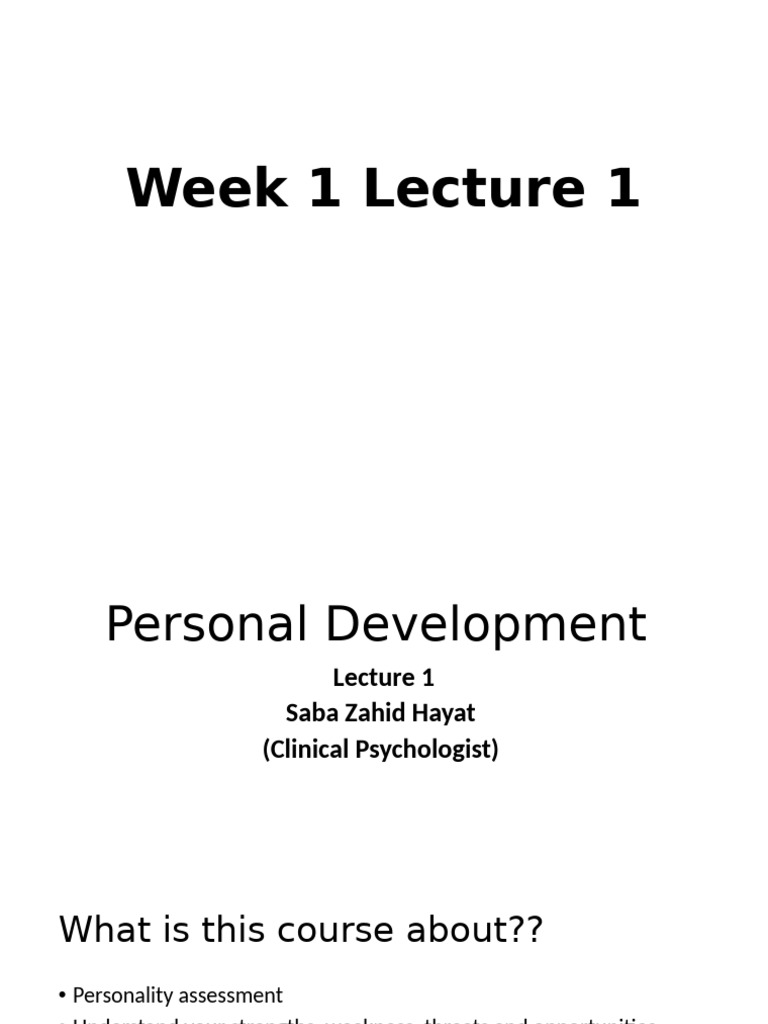 Personal Development Lecture 1 Spring 23 | PDF | Personality Psychology ...