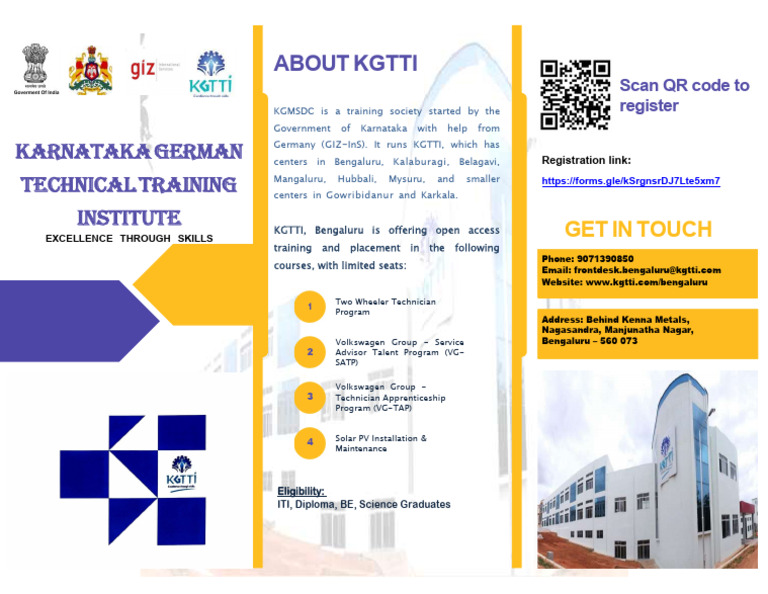 KGTTI Bengaluru Training Programs | PDF