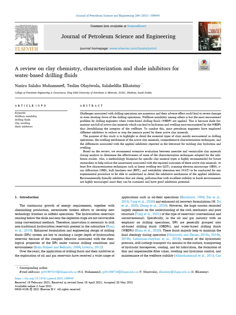 Clay Inhibition | PDF | Clay | Minerals