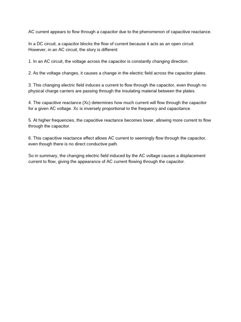 AC current appears to flow through a capacitor due to the phenomenon of ...