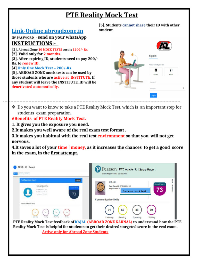 PTE Reality Mock Test (Abroad Zone) | PDF
