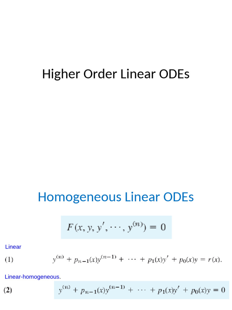 Chapter 3 - Higher Order Linear ODEs | PDF