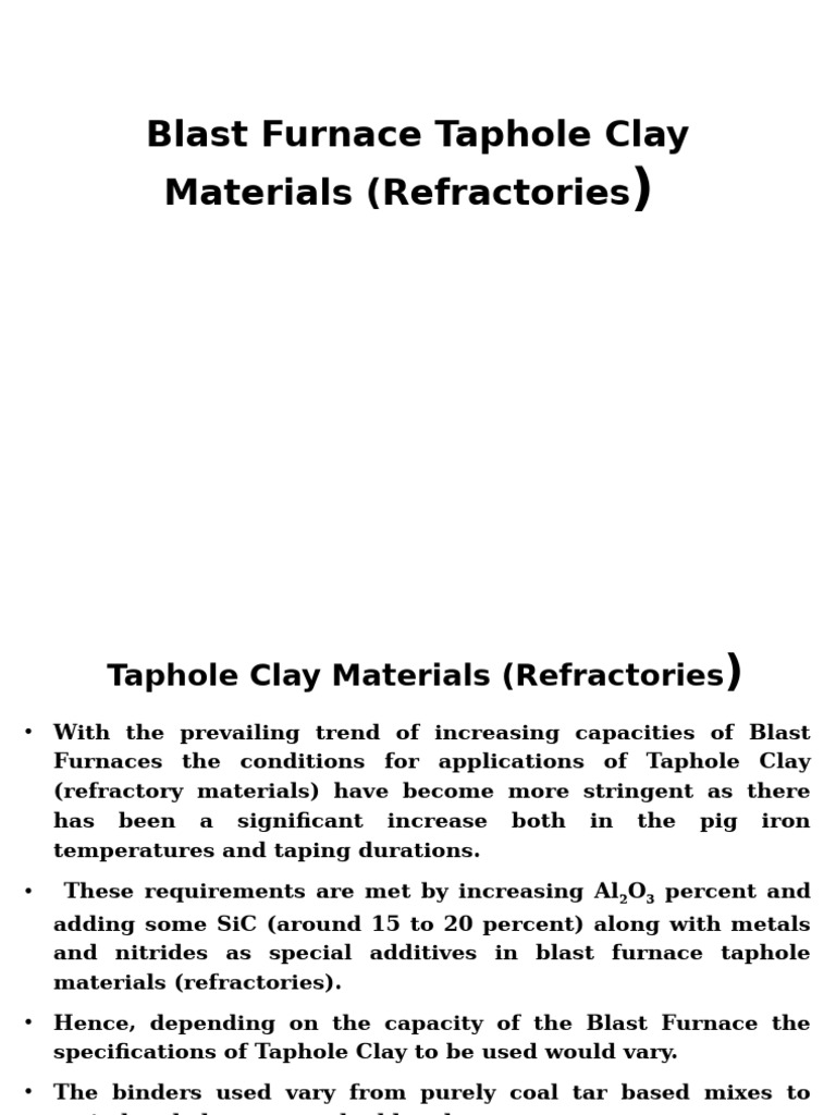 Taphole Clay in Blast Furnaces | PDF
