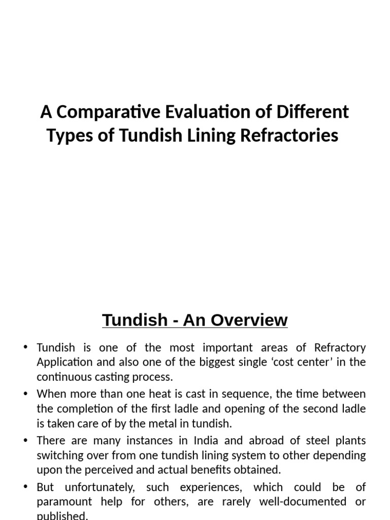 Tundish Lining Refractories Overview | PDF | Materials | Building ...