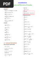 Calculus Formula Sheet | PDF | Derivative | Mathematical Relations