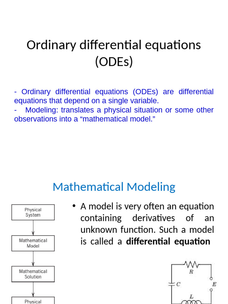 Chapter 3 - Ordinary Differential Equations (ODEs) | PDF | Derivative | Ordinary Differential ...