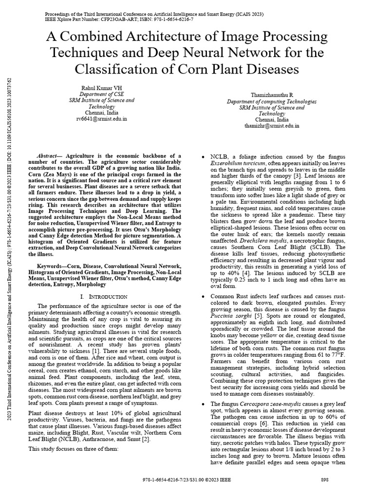 Corn Disease Classification Using Deep Learning | PDF | Maize
