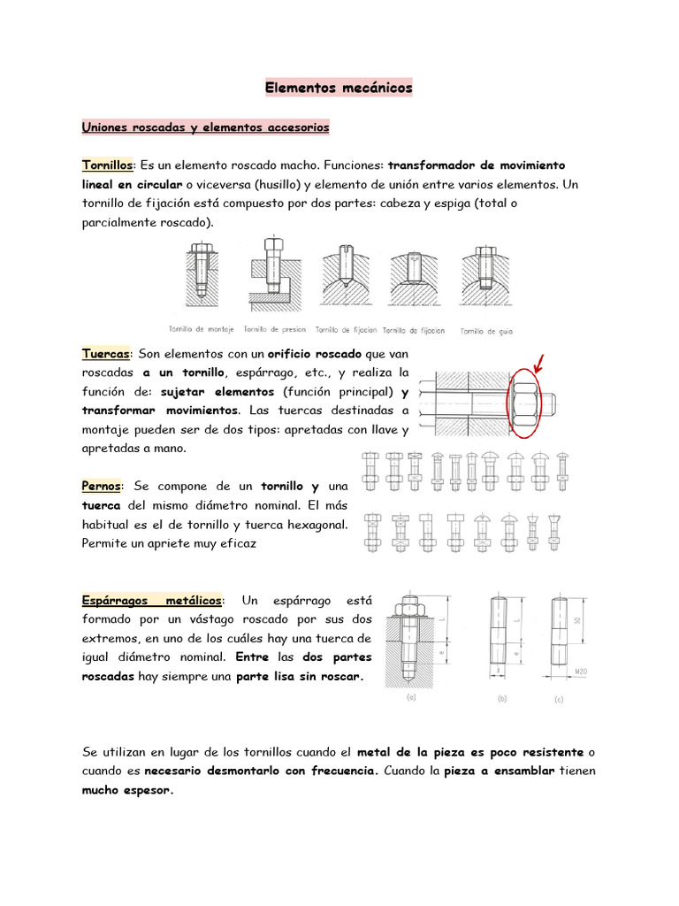 Elementos Mecánicos, Expresión Gráfica | PDF | Tornillo | Engranaje