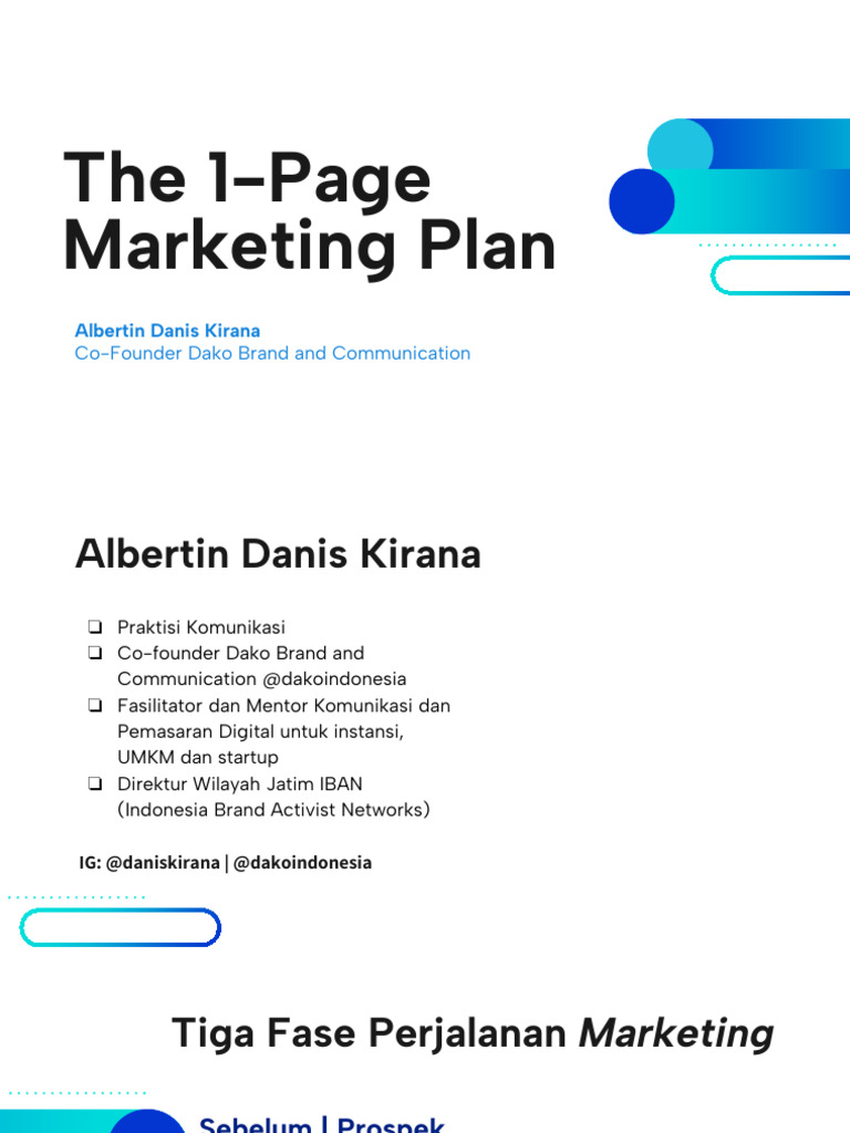 The 1-Page Marketing Plan Oleh Danis Kirana Aras Raya Foundation | PDF