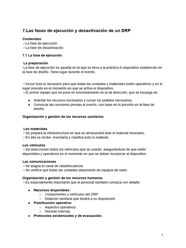 Fases de Ejecución y Desactivación DRP | PDF