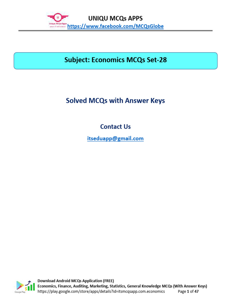 Economics MCQs Set 28 | PDF | Debits And Credits | Dividend